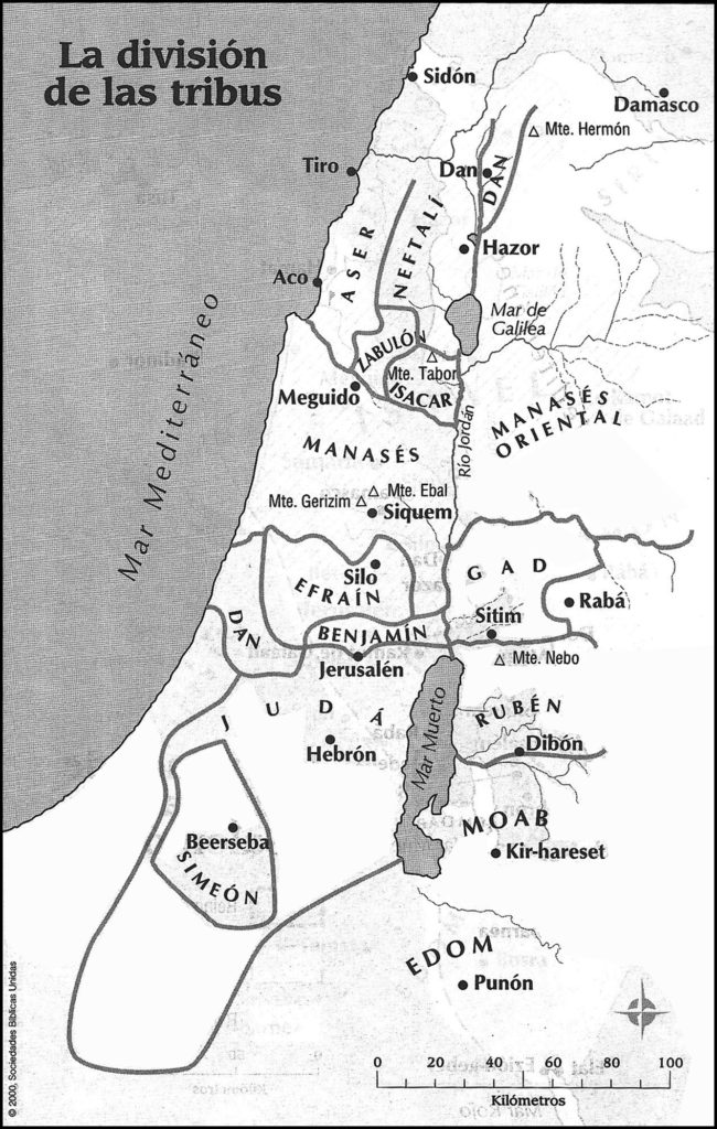 Mapa de la División de las tribus de Israel - Biblia para la Vida