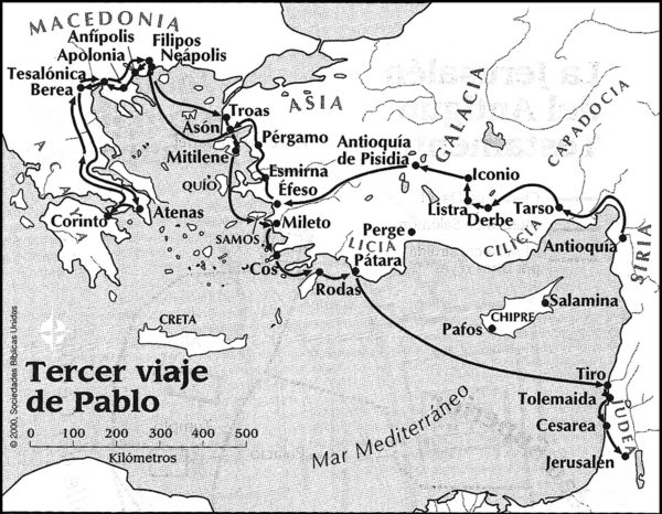 Mapa del Tercer Viaje de Pablo - Biblia para la Vida
