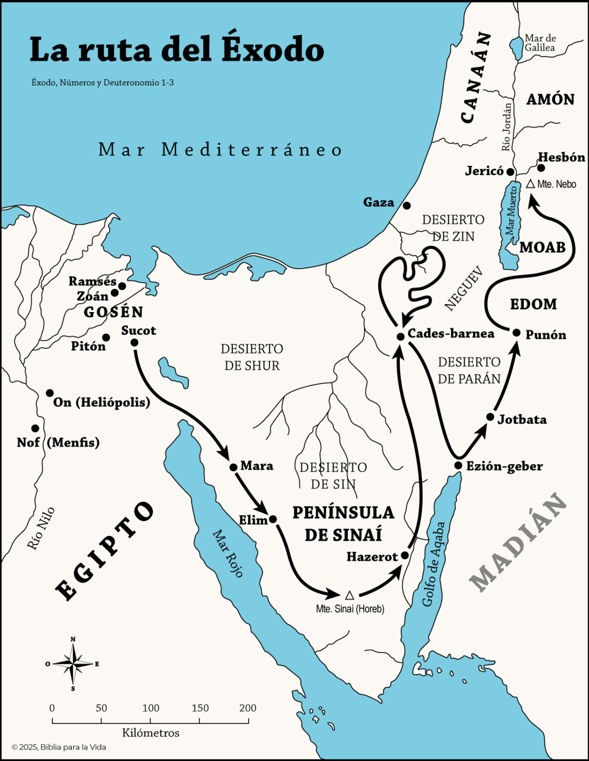 Mapa De La Ruta Del éxodo Biblia Para La Vida